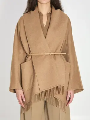 Max Mara Abilita Fringed Belted Coat - Camel