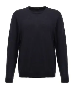 ROBERTO COLLINA Merino Wool Crew Neck Knitwear - Navy