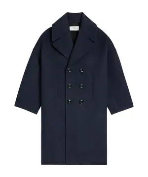Celine Long Wool Felt Peacoat - Navy Blue