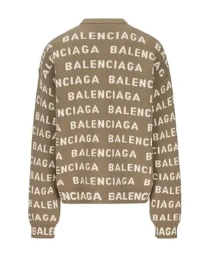 Balenciaga Allover Logo Intarsia Knitted Jumper