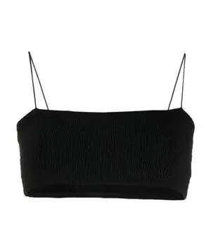 TOTEME Smocked Triangle Bikini Top - Black