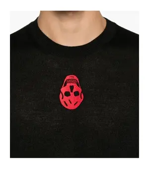 Alexander McQueen Skull Embroidered Knitted Jumper - Black