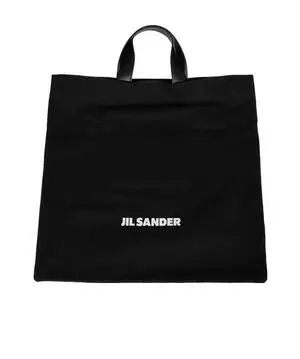 JIL SANDER Logo Printed Large Tote Bag - Black