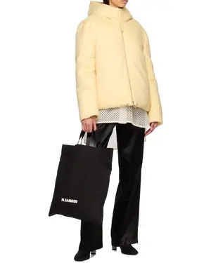 JIL SANDER Logo Printed Large Tote Bag - Black