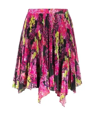 Versace Off-shoulder Long-sleeve Bodysuit With Irregular Skirt