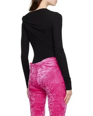 Versace Off-shoulder Long-sleeve Bodysuit With Irregular Skirt