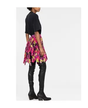 Versace Off-shoulder Long-sleeve Bodysuit With Irregular Skirt