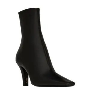 Saint Laurent Jill Square Pointed-toe Ankle Boots - Black