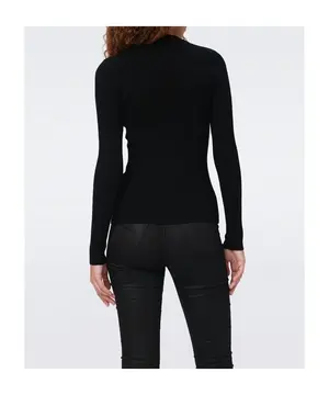 Diane Von Furstenberg Ribbed Cutout Long Sleeve Top