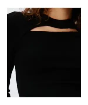 Diane Von Furstenberg Ribbed Cutout Long Sleeve Top