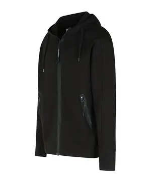 C.P. COMPANY Diagonal Raised Fleece Goggle Sweatshirt - Black