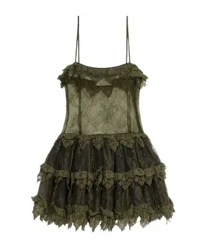 Blumarine Spaghetti Strap Lace Dress