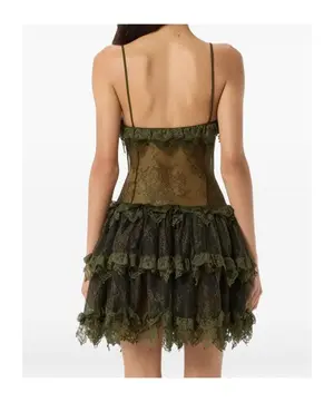 Blumarine Spaghetti Strap Lace Dress