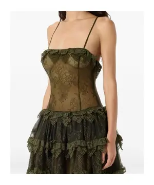 Blumarine Spaghetti Strap Lace Dress