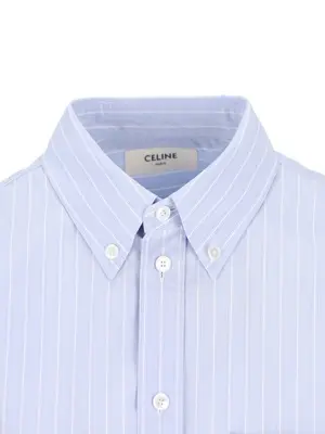 Celine Relaxed Fit Striped Cotton Poplin Shirt