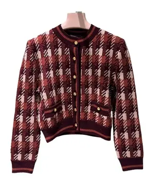 Prada Wool Cardigan With Houndstooth Pattern