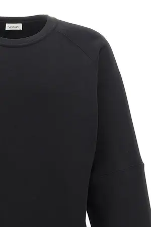 Saint Laurent Logo Patch Crewneck Sweatshirt - Black