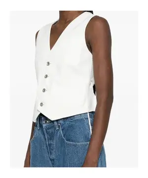 Sacai Sleeveless V-neck Buttoned Jacket - White