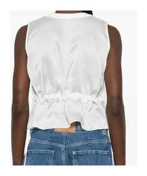 Sacai Sleeveless V-neck Buttoned Jacket - White