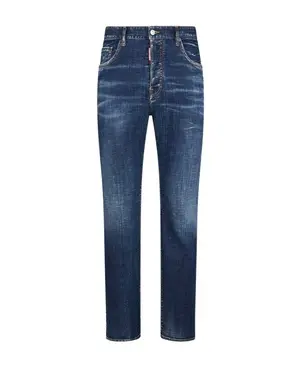Dsquared2 Logo Patch Straight-leg Jeans - Blue