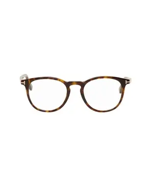 TOM FORD Tortoiseshell Round Frame Glasses - Brown