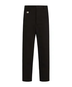 Dolce & Gabbana Straight-leg Trousers With Logo Plaque - Black