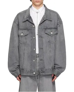 Junya Watanabe Lapel Long Sleeve Denim Jacket - Gray