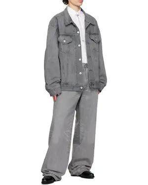 Junya Watanabe Lapel Long Sleeve Denim Jacket - Gray