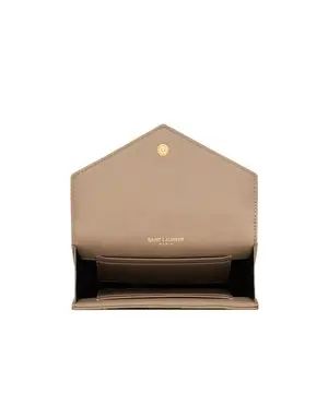 Saint Laurent Cassandre Matelassé Small Envelope Wallet - Brown