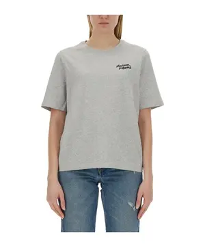 Maison Kitsuné Logo Embroidered Crewneck T-shirt