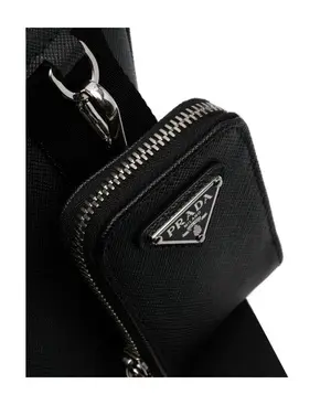Prada Logo Plaque Zipped Crossbody Bag
