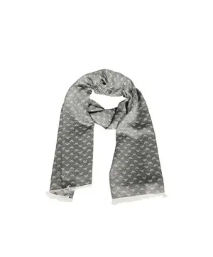Emporio Armani Logo Monogram Jacquard Scarf - Gray