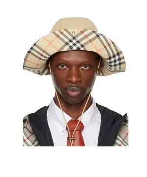 Burberry Check Brim Gabardine Bucket Hat