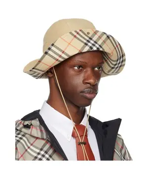 Burberry Check Brim Gabardine Bucket Hat