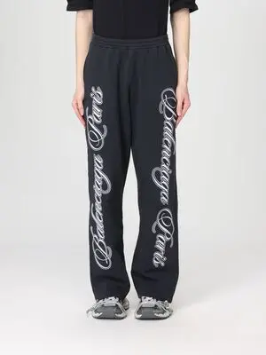 Balenciaga Baggy Cursive Logo Wide-leg Pants - Black