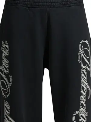 Balenciaga Baggy Cursive Logo Wide-leg Pants - Black