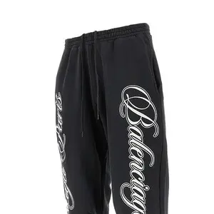 Balenciaga Baggy Cursive Logo Wide-leg Pants - Black