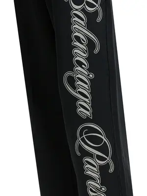 Balenciaga Baggy Cursive Logo Wide-leg Pants - Black