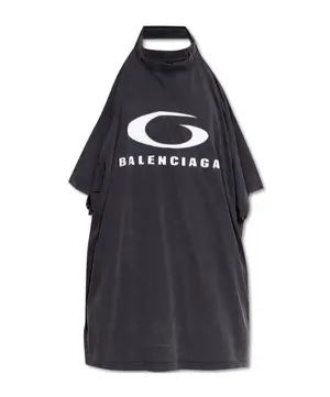 Balenciaga Printed Halterneck T-shirt Dress