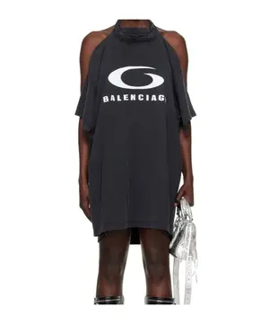 Balenciaga Printed Halterneck T-shirt Dress