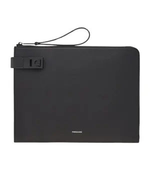 FERRAGAMO Gancini Buckled Zip-up Clutch Bag - Black