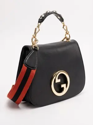 Gucci Blondie Top Handle Bag With Interlocking G Detail - Black