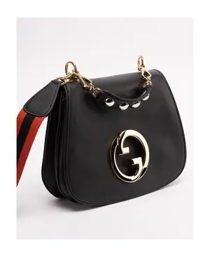 Gucci Blondie Top Handle Bag With Interlocking G Detail - Black