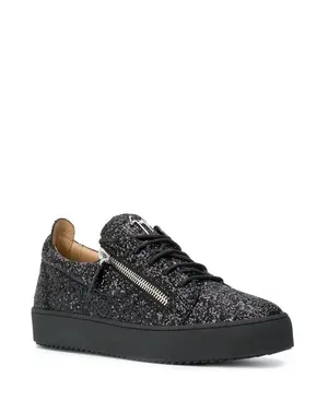 GIUSEPPE ZANOTTI Glitter Zip-up Sneakers - Black