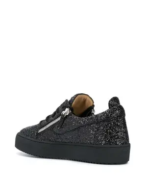 GIUSEPPE ZANOTTI Glitter Zip-up Sneakers - Black