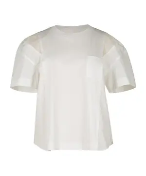Sacai Poplin Jersey T-shirt With Round Neck And Short Sleeves
