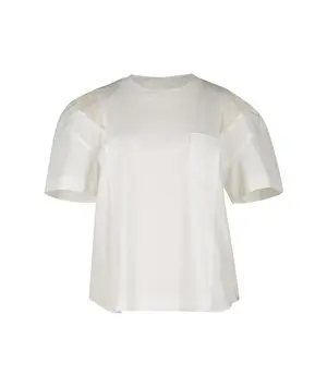 Sacai Poplin Jersey T-shirt With Round Neck And Short Sleeves