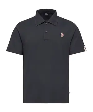 Moncler Logo-patch Short-sleeved Polo Shirt - Navy Blue