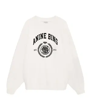 ANINE BING Miles Collegiate Logo Sweatshirt - Cream