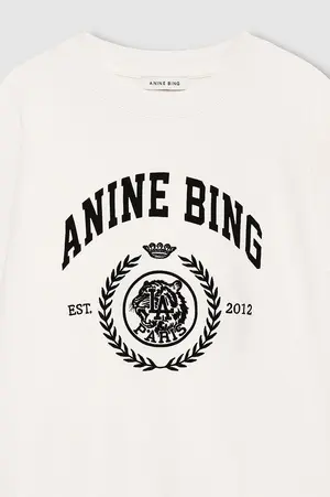 ANINE BING Miles Collegiate Logo Sweatshirt - Cream
